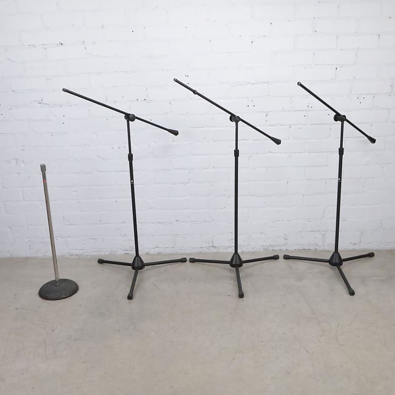 3 Atlas Tripod Microphone Boom + Round Base Mic Stands Dennis | Reverb