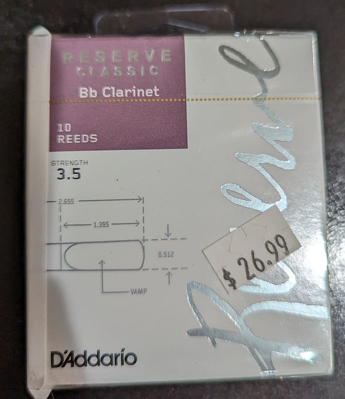 D'Addario Reserve CLASSIC Bb Clarinet Reeds, Strength 3.5 - | Reverb