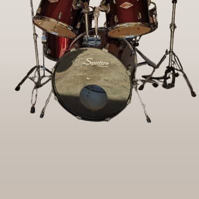 Spitfire Cherry red Five Piece Drum Set, Will Ship | Reverb