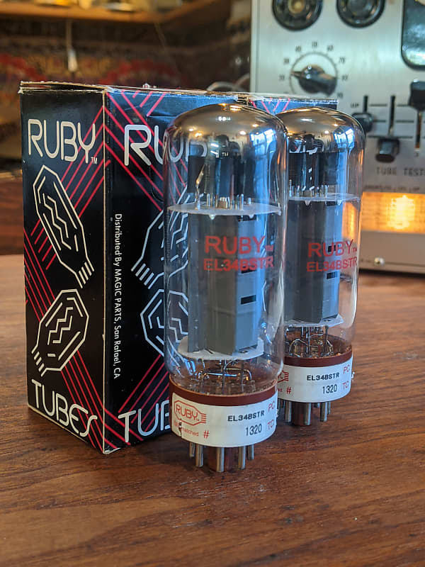 Ruby EL34 Tubes Boxed Matched Duet (2pcs) EL34BSTR | Reverb