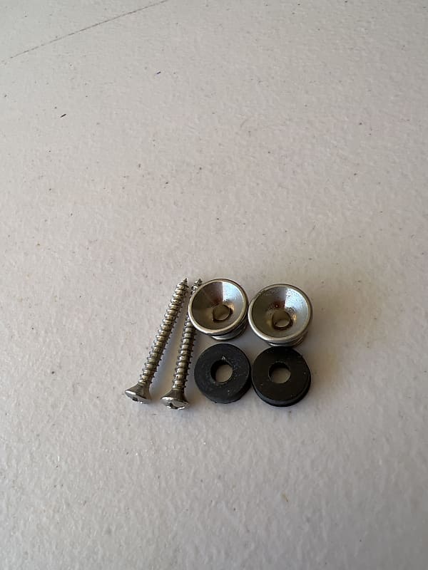 Allparts Stratocaster Toasted nickel strap buttons and mount | Reverb