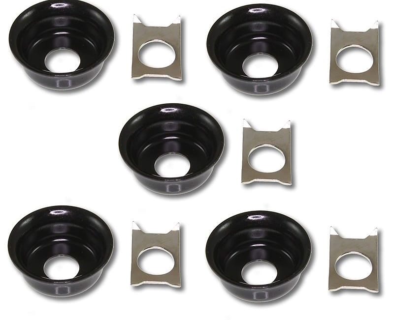 5-Pack Telecaster Input Jack Cup BLACK Ferrule Plate Fender | Reverb