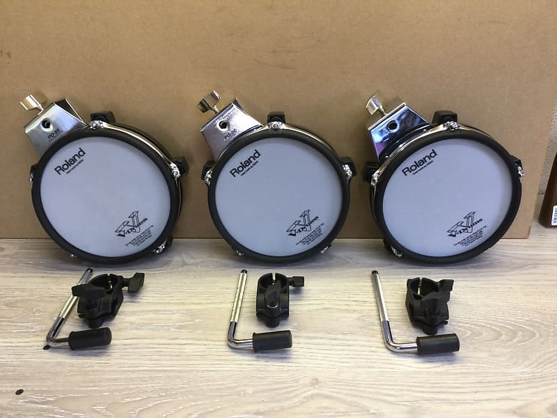 Set of 3 Roland PD-85-BK Dual Trigger V-Pads w/ Rack Mounts | Reverb