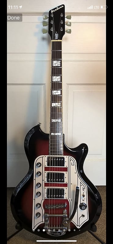 Airline Town & Country ‘59 Black & Red SunBurst W/Humbucker | Reverb