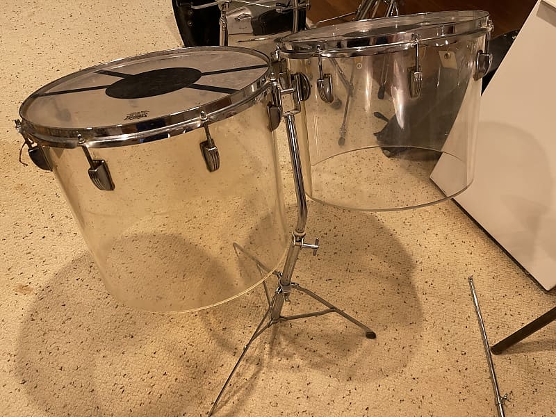 Ludwig Vistalite Clear Acrylic Concert Toms with Stand | Reverb