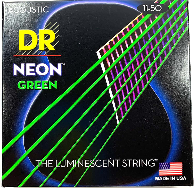 DR Guitar Strings Acoustic Neon Green Medium Lite 11-50 | Reverb