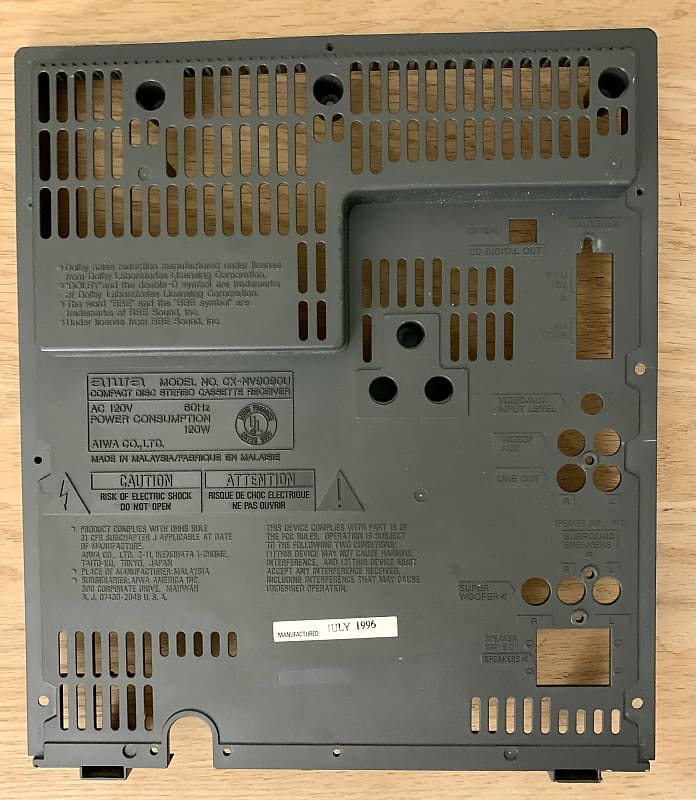 Vintage Aiwa Stereo Back Panel Cover (1996) For CX-NV9090U | Reverb