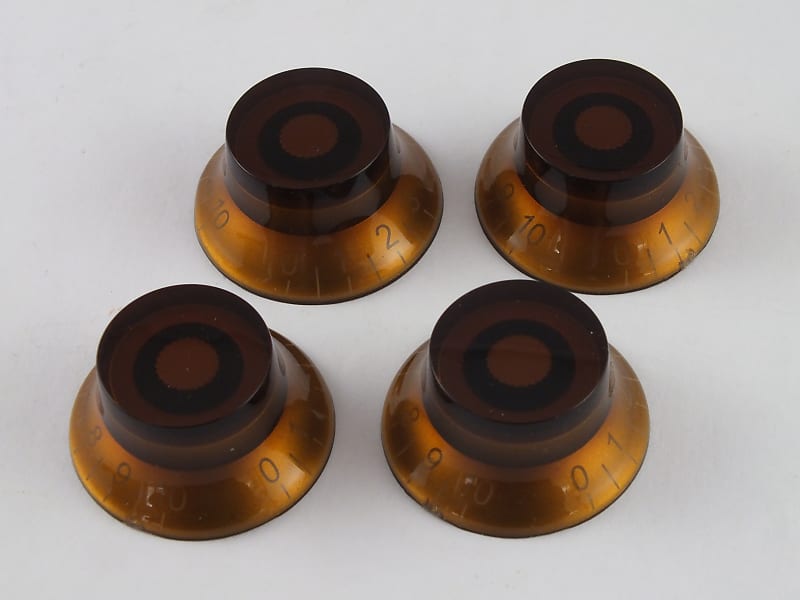 4 Amber Top Hat Bell Knobs fits USA Gibson Les Paul, SG, 335 | Reverb