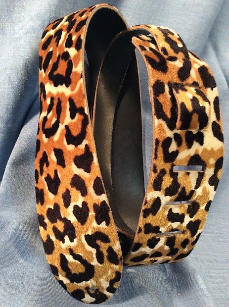 Leopard Print Guitar Strap 1970s Faux Leopard Fur - Case | Reverb