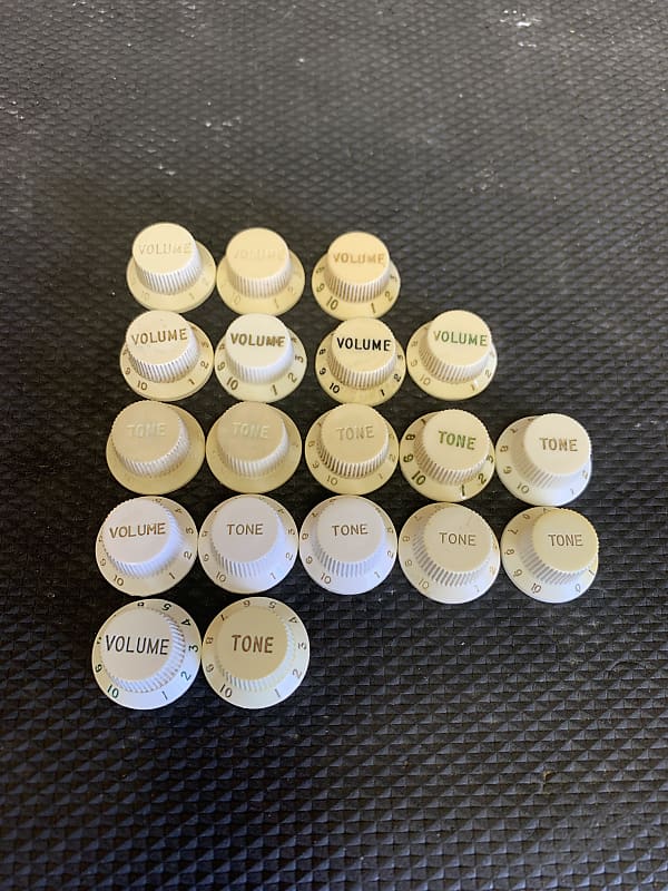 Lot of 19: Vintage Fender Stratocaster Knobs Cream | Reverb