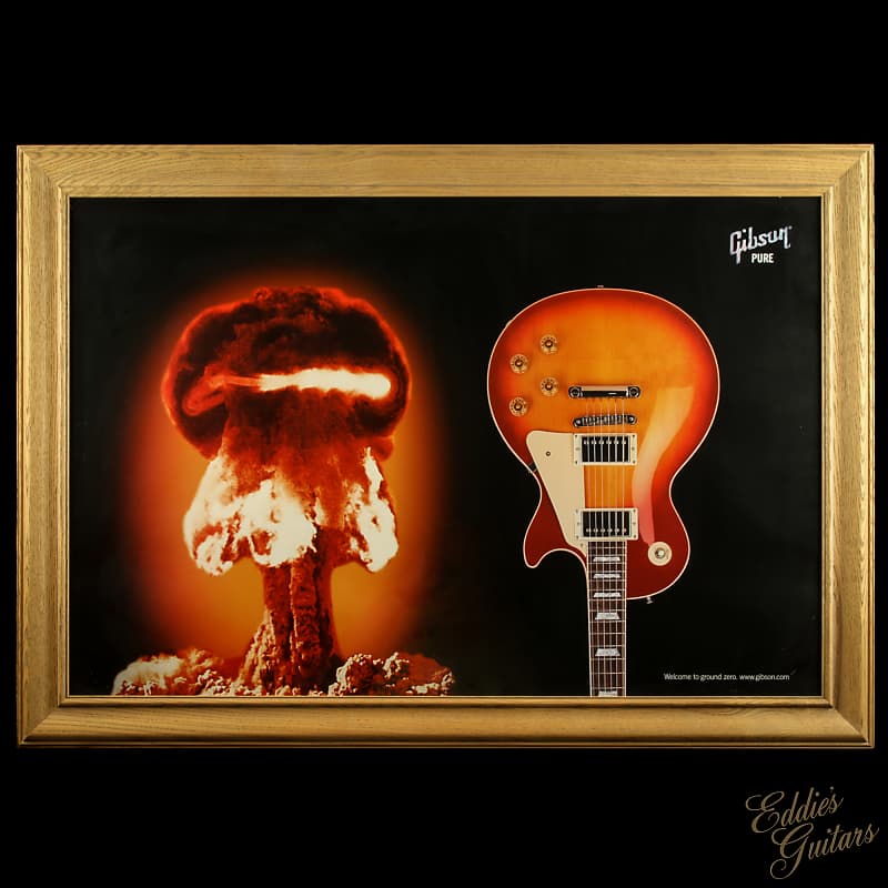 Gibson Les Paul Rare Custom Framed Atomic Explosion Poster | Reverb