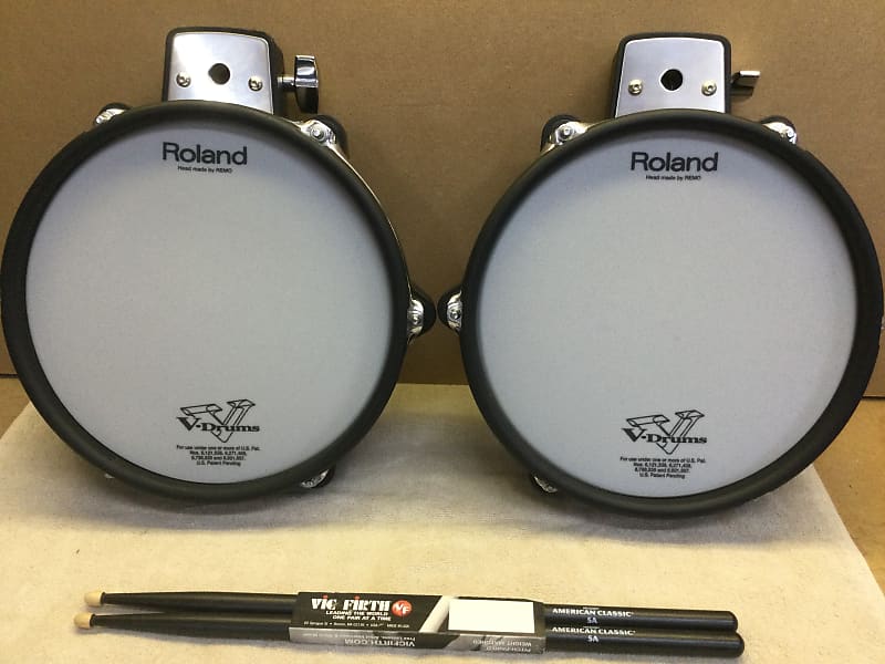 Set of 2 Roland PDX-100 10" V-Pad Tom w/ Black Vic Firth | Reverb