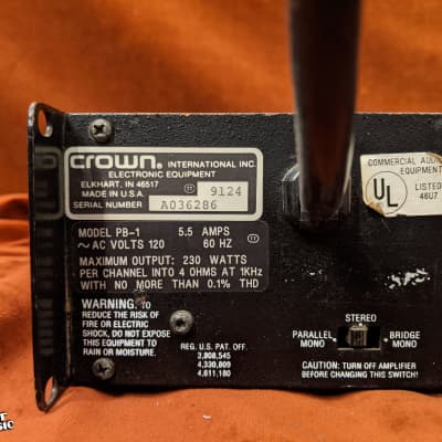Crown Power Base 1 PB-1 2-Channel Power Amplifier Rackmount | Reverb