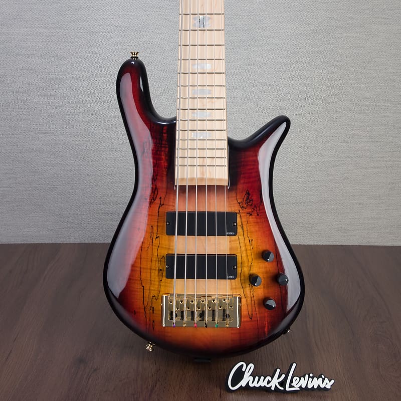 Spector Euro 6 LT Spalted Maple Bass Guitar - Fire Red Burst | Reverb