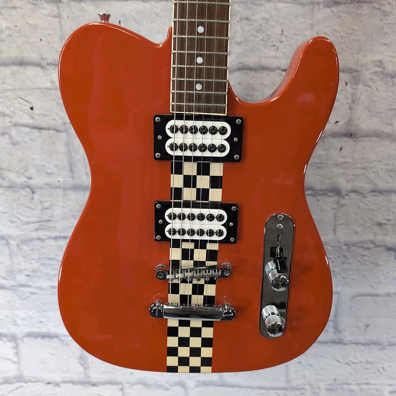 Stagg Nitro Telecaster Electric Guitar - Orange Checkered | Reverb
