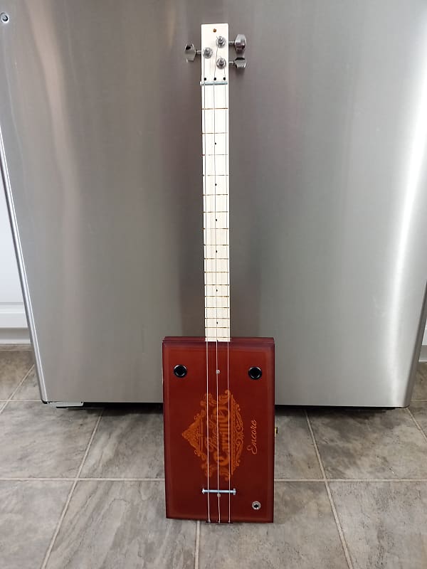 Cigar Box Guitar 3 String Electric Acoustic 2022 Brown w | Reverb