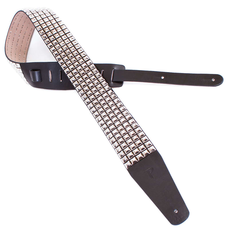 Perris Studded Leather Guitar Strap ~ Silver | Reverb