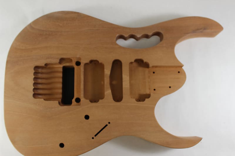 Unfinished 6 string, Jem style Mahogany guitar body, rear | Reverb