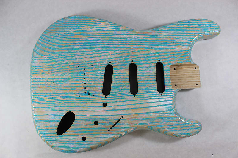 Finished Blasted Ash SSS guitar body - fits Fender Strat neck | Reverb