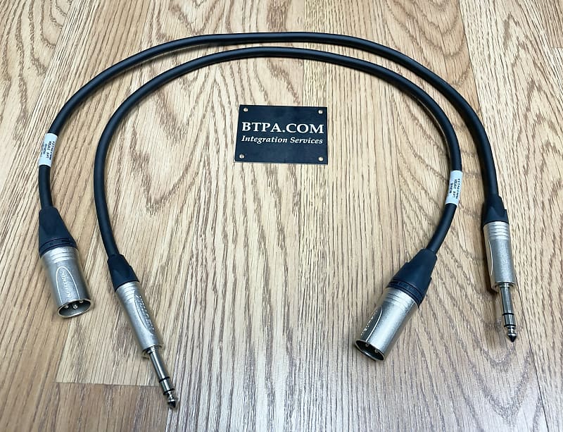 BTPA Male XLR to 1/4" TRS Balanced Cable Pair - 2ft long | Reverb