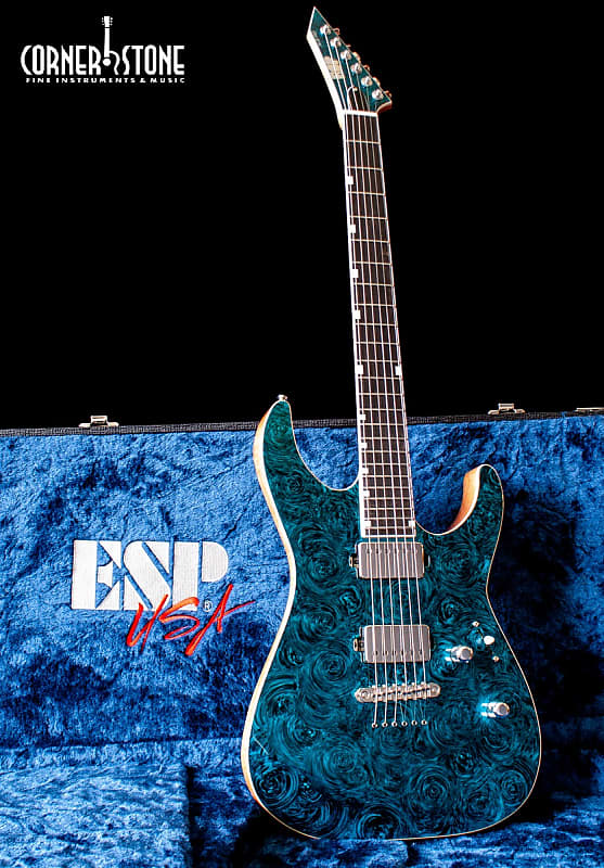 ESP M-II 2019 Teal Marble ESP USA Neck Thru 2019 NAMM | Reverb