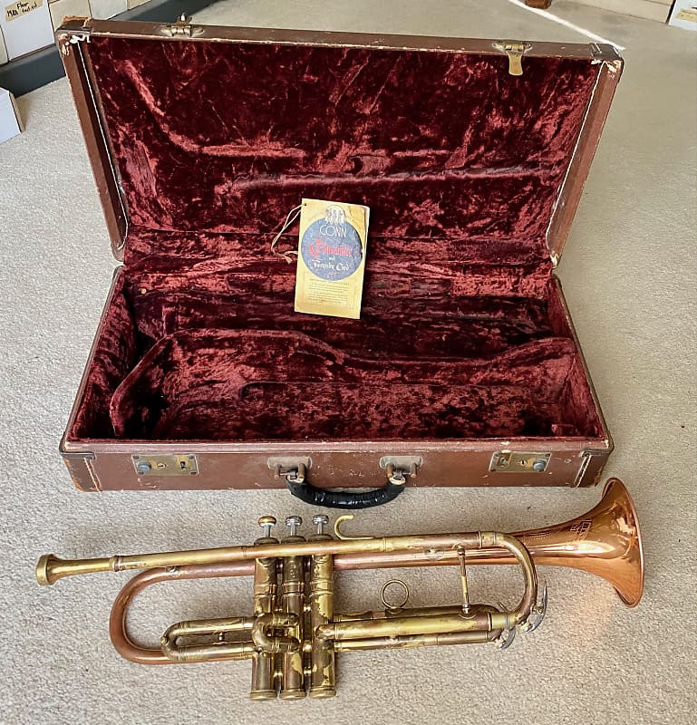 Vintage Conn 12B Trumpet with Coprion Bell, Case, Mouthpiece | Reverb