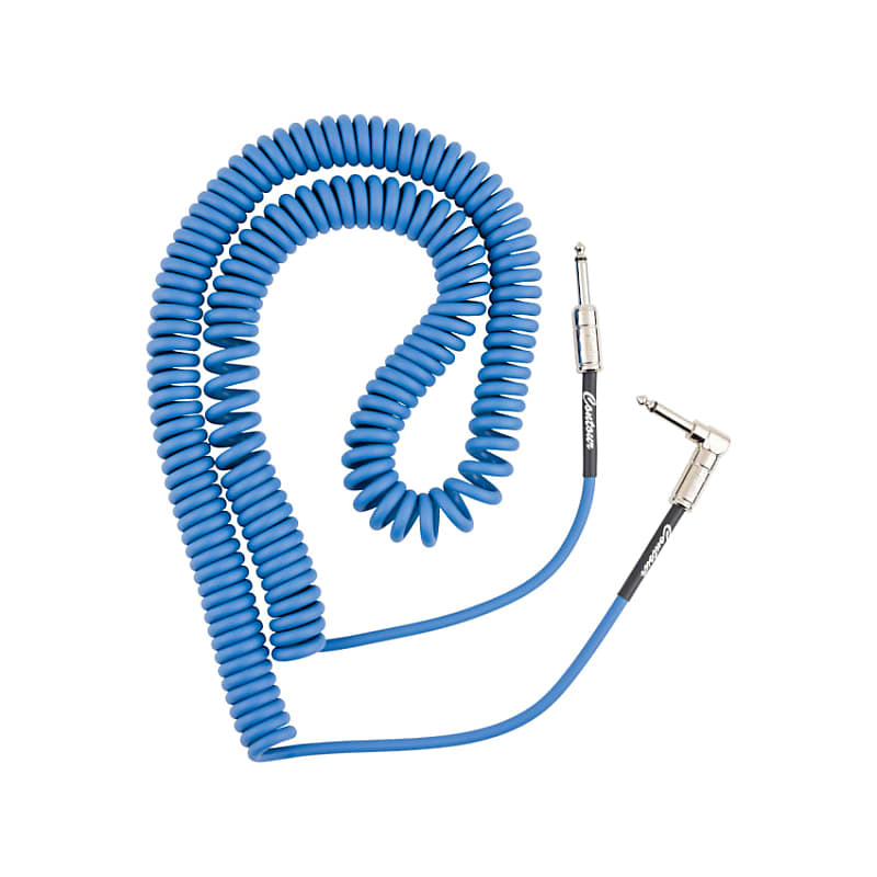 NEW Fender Contour Coiled Cable - Lake Placid Blue - 30' | Reverb