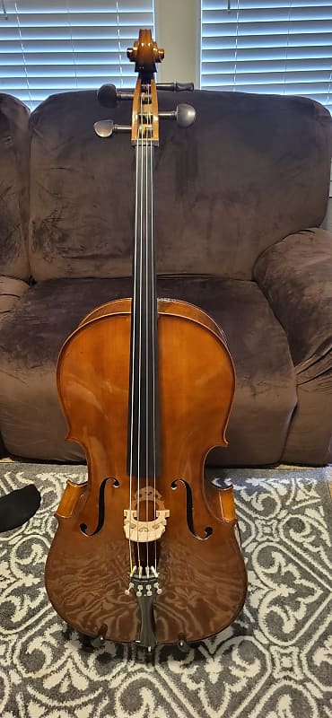 Cecilio CCO-500 - Ebony Fitted Flamed Solid Wood Cello | Reverb