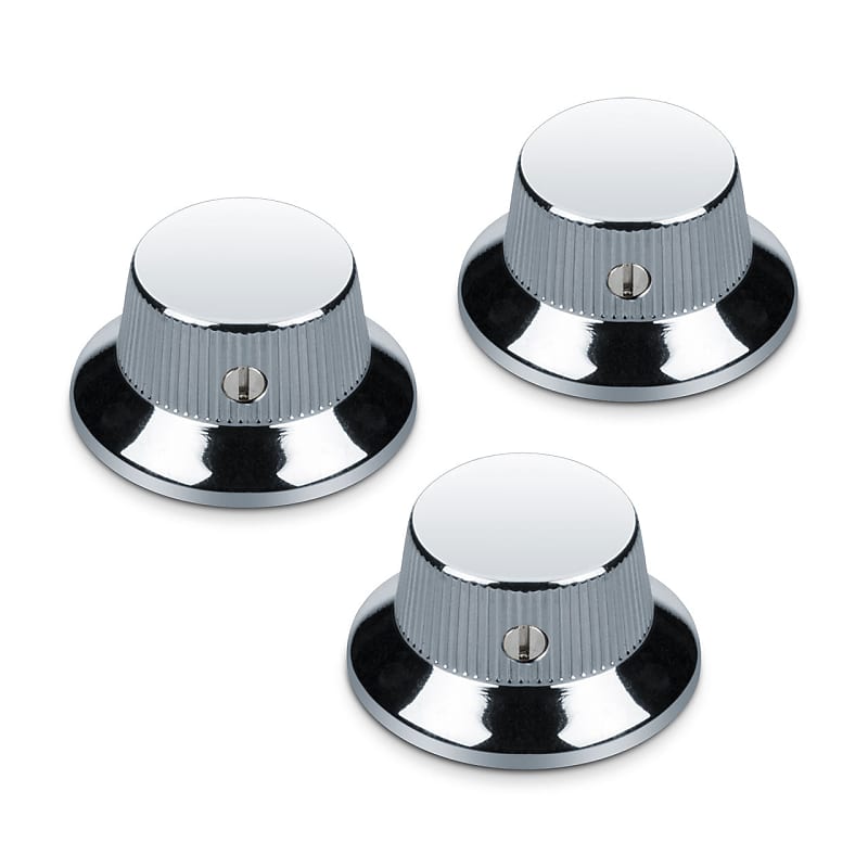 Schaller 6mm Solid Brass Strat Knob Set of 3 Chrome 15010200 | Reverb