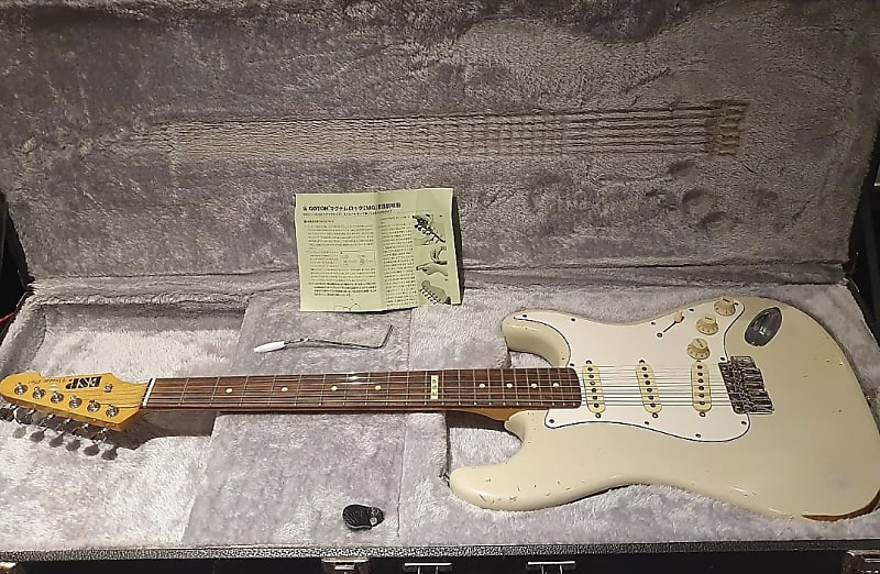 ESP Vintage Plus Strat Honey Blonde Factory Custom Aged Relic | Reverb