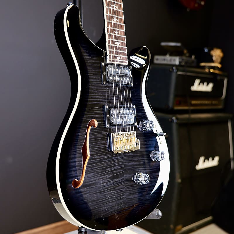PRS SE Custom 24 Semi-Hollow Piezo Charcoal | Reverb