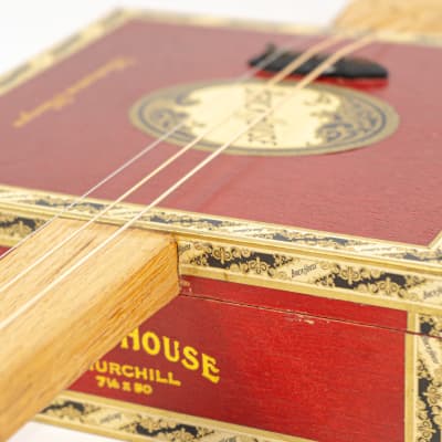 3-String Cigar Box Slide Guitar Red/Gold w/ Dunlop 234 Slide, | Reverb