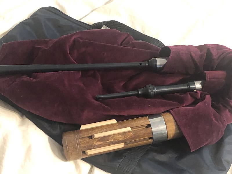 Walsh 3-Drone Shuttle Pipes Wood / Burgundy Bag | Reverb