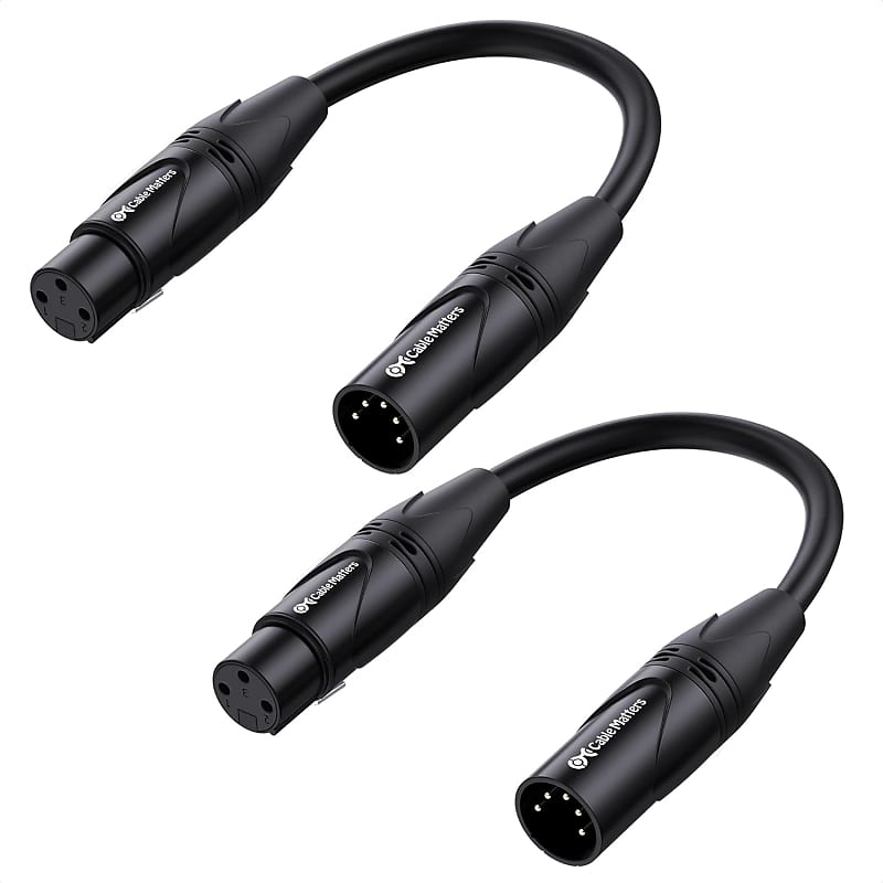 2-Pack 5 Pin To 3 Pin Dmx Lighting Cable 6 Inches (5-Pin Male | Reverb