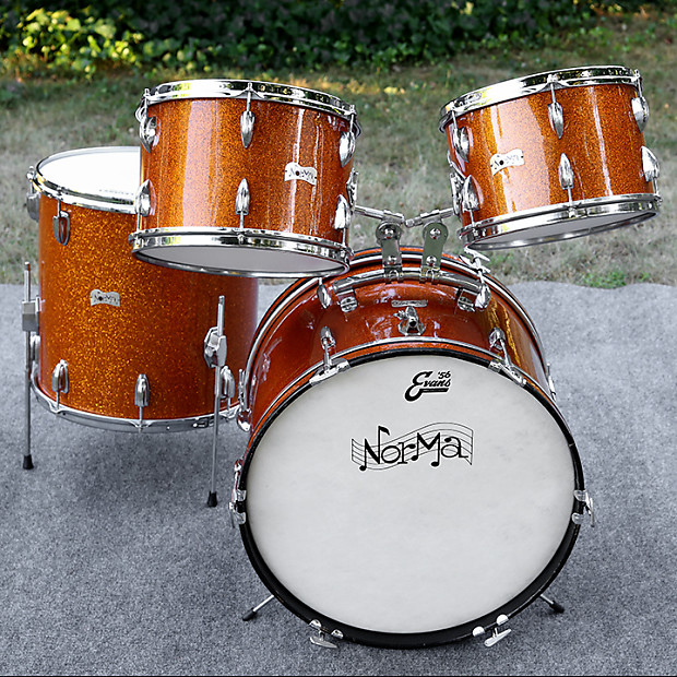 1960s Gold (Orange) Sparkle Norma Drum Set! 12/13/16/20 | Reverb