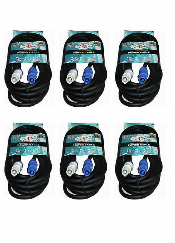 6 Prox PowerCon Cables 14 AWG 25 ft A Blue to B Gray | Reverb