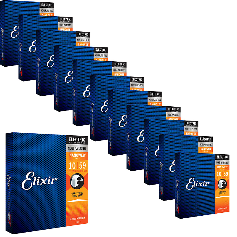 12 Sets of Elixir 12074 NANOWEB Coating Electric Guitar | Reverb