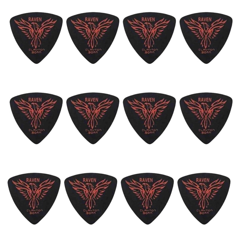 Clayton Black Raven - Rounded Triangle picks - .50mm gauge - | Reverb
