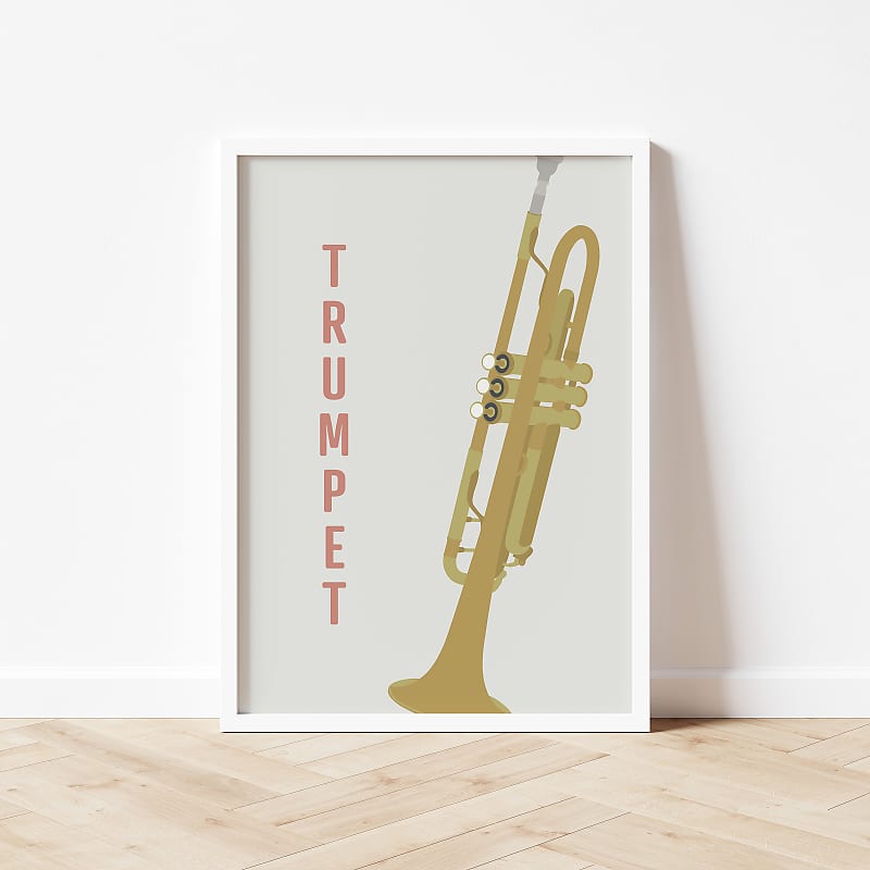 Trumpet Instrument Print - Jazz Music Poster, Music Studio | Reverb UK