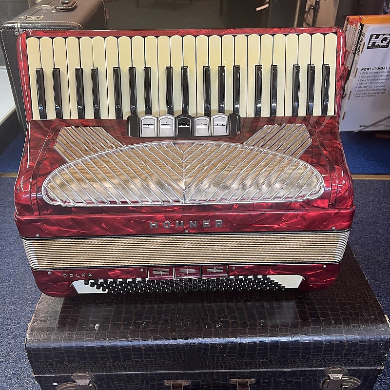 Hohner POLKA Piano Accordion Red w/case 1960s | Reverb