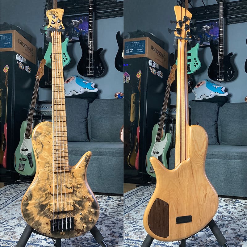 Adamovic The Dark 5 Bass guitar Exhibition Grade Buckeye Top | Reverb