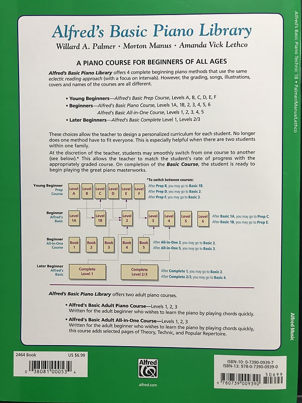 Alfred’s Basic Piano Library Technic Book Level 1B 2464 | Reverb