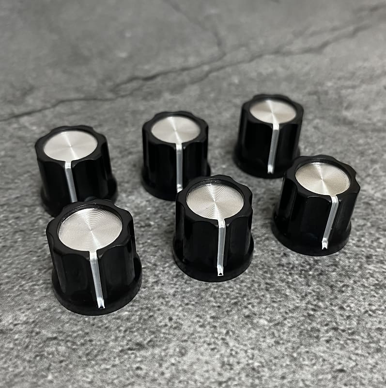 6x Black Guitar Pedal Fluted Control Knob Pointer Tall Boss | Reverb
