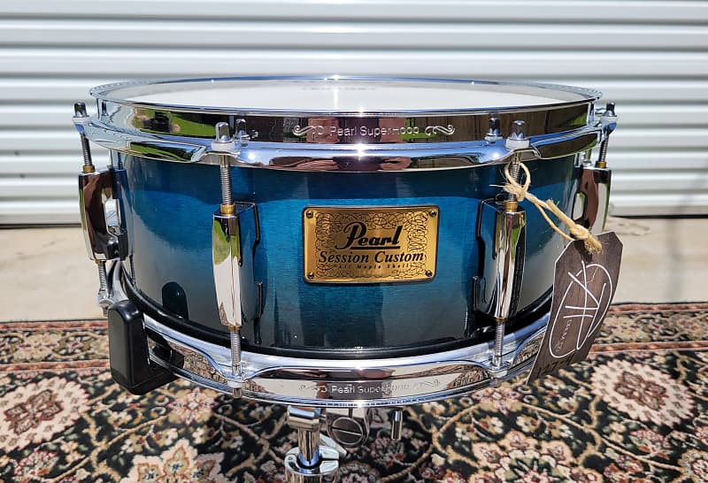 Pearl Session Custom 14x5.5" Maple Snare Drum - Dusk Blue | Reverb