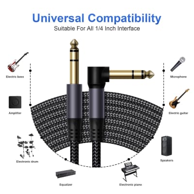 2 Pack Premium TRS Cable 10FT, 1/4 Inch TRS Cable- Noise Free | Reverb