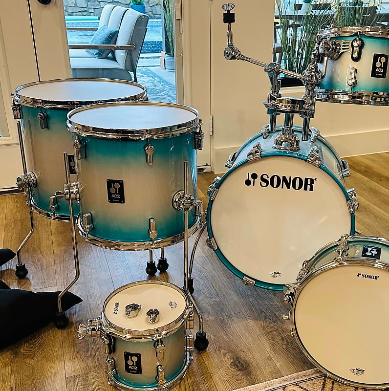 Extended Sonor AQ2 Safari Drum Kit - Aqua Blue - 6 Piece! | Reverb