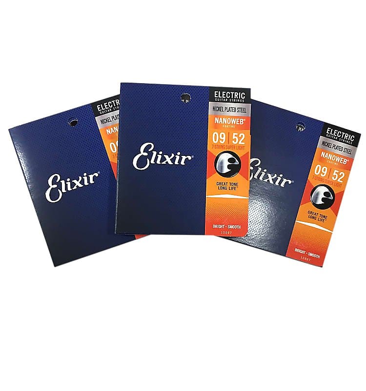 Elixir Guitar Strings 3-Pack 7-String Electric Nanoweb | Reverb UK