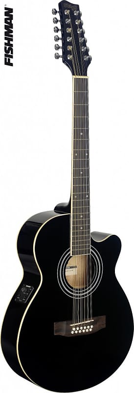 Stagg SA40MJCFI/12-BK Mini-Jumbo Electro-Acoustic 12-String | Reverb
