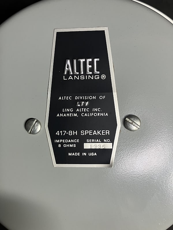 Altec 417-8H 8 ohm 12" speaker 1970s | Reverb