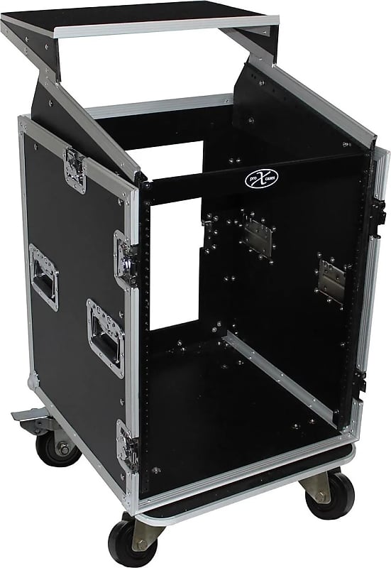14U Rack x 10U Top Mixer DJ Combo Flight Case w/Laptop Shelf | Reverb